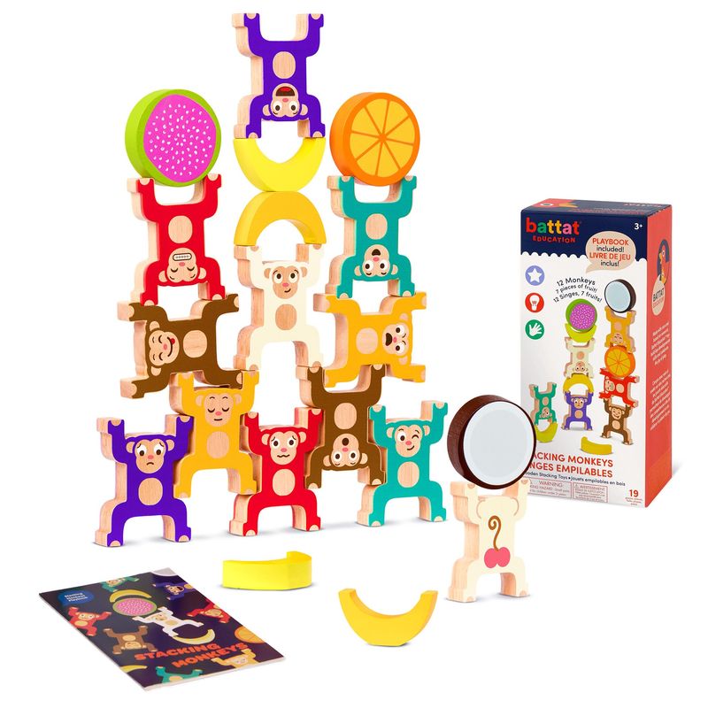 Battat Education – Stacking Toy for Kids – Wooden Stacking Monkeys ...