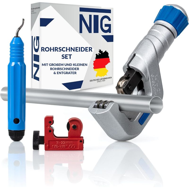 NTG Pipe Cutter Set with Large and Small Pipe Cutter and Deburring Tool ...