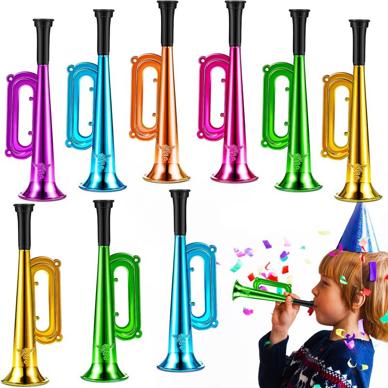 Lewtemi 24 Pack Metallic Trumpet Toys Plastic Trumpets Kids Horn ...