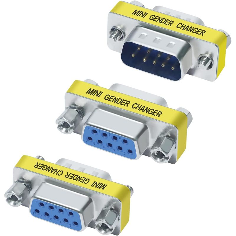 DTECH RS232C DB9 Mini Conversion Adapter Gender Changer 3 Sets (Male ...