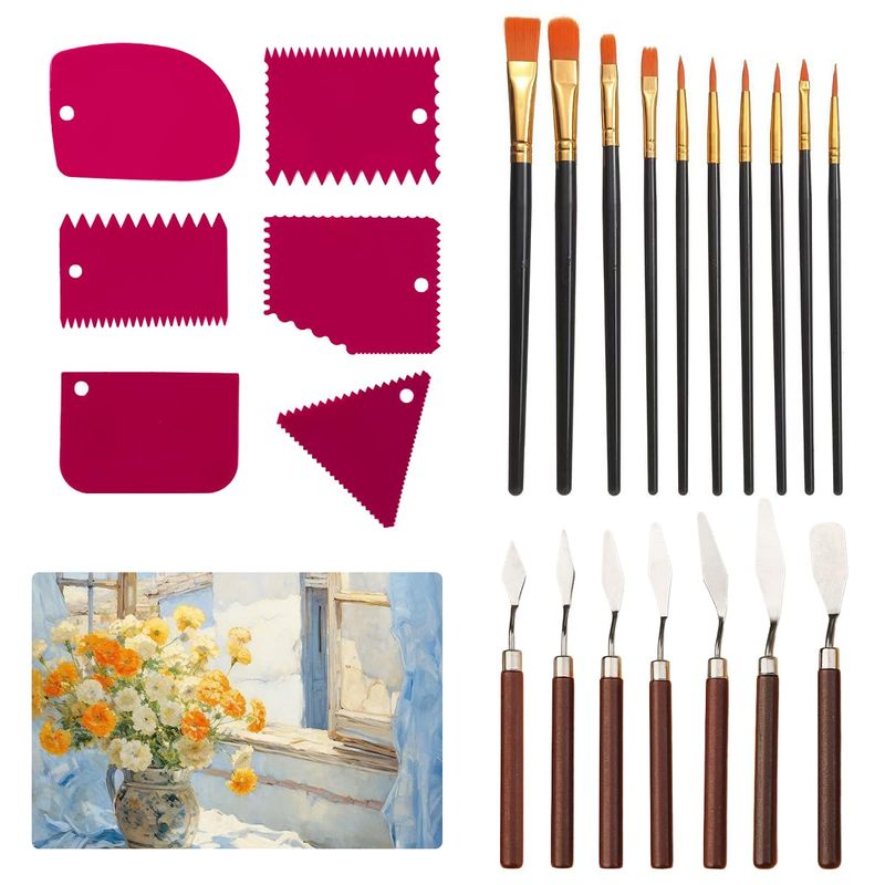 23 Piece Spatula for Acrylic Painting, 7 Stainless Steel Palette Knives ...
