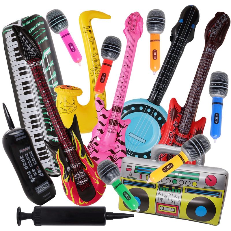 Fumwase 15PCS Inflatable Rock Star Toy Set Inflatable Instruments Party ...