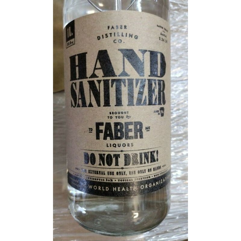 Hand Sanitizer Cleanser Faber Distilling Co. Lot Of 3 One Liter Glass ...