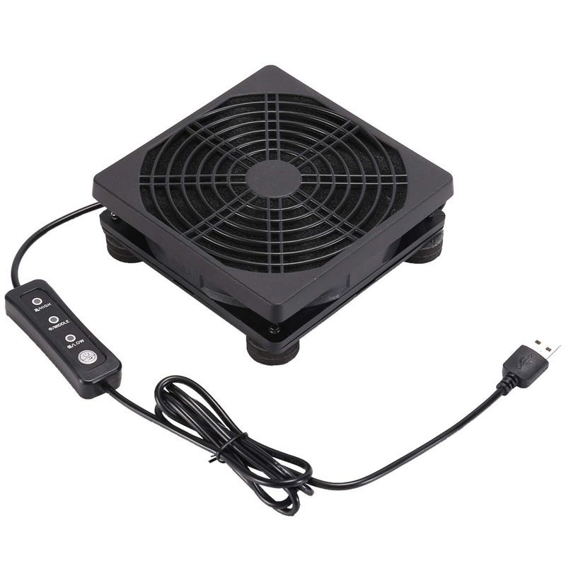 Upgraded 120mm 5V USB Powered PC Router Fan with Speed Controller High ...