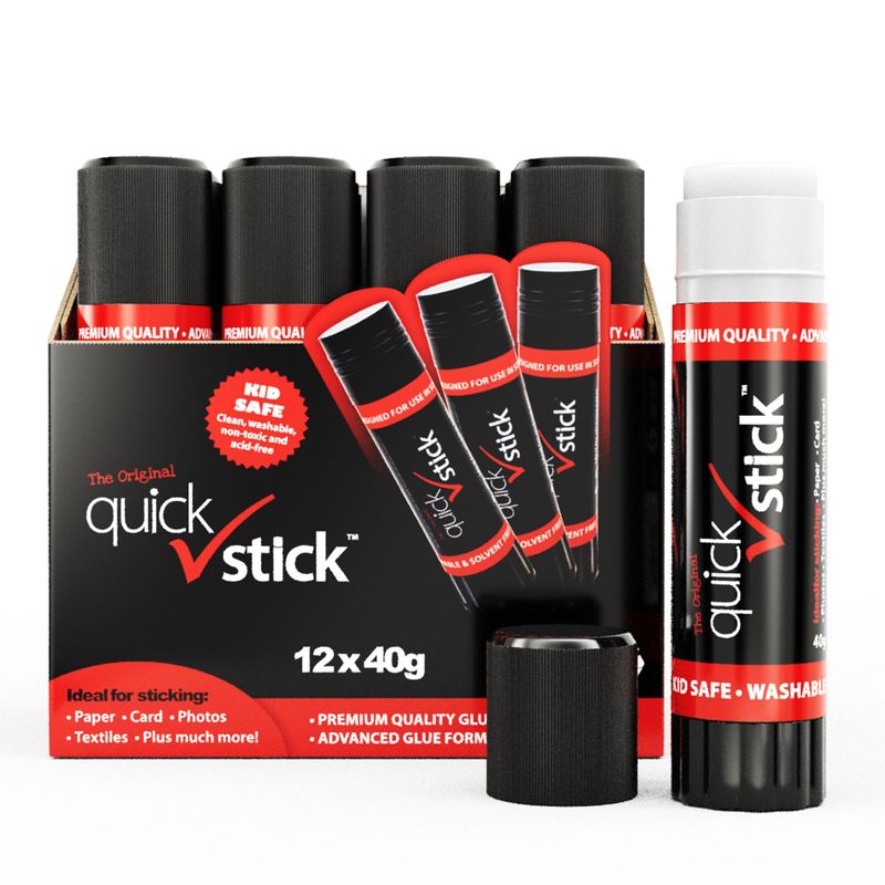 Quick Stick Glue Stick Pack of 12 x 40g Multipack Strong Hold Original ...