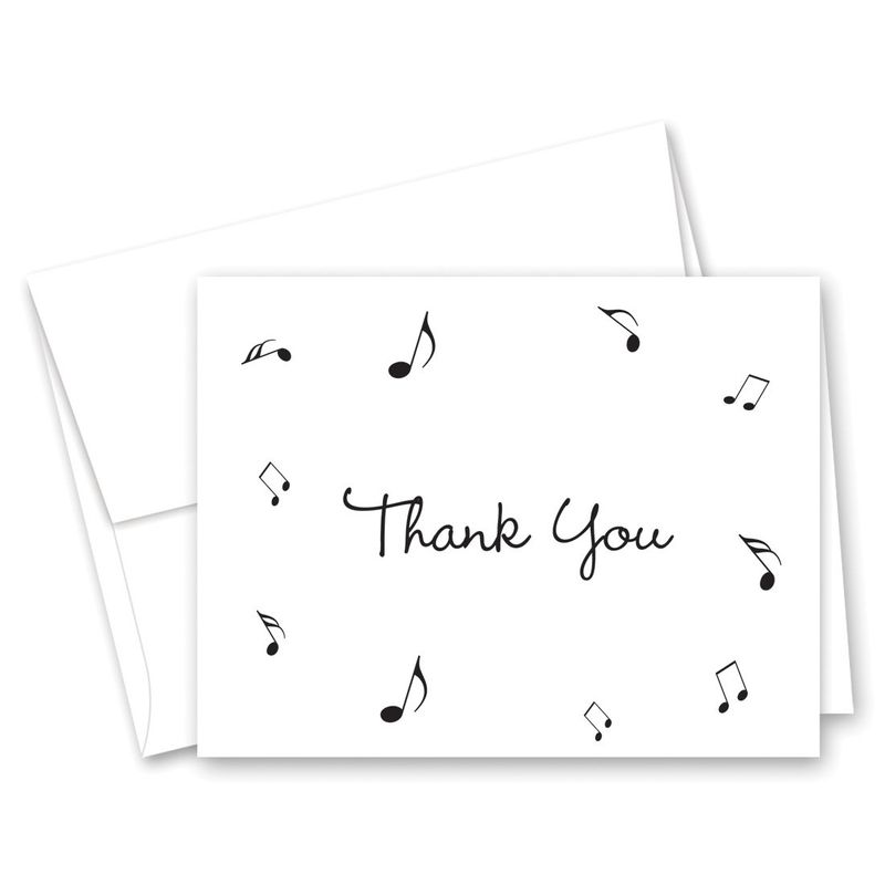 50 Music Notes Thank You Cards (Black) - EveryMarket