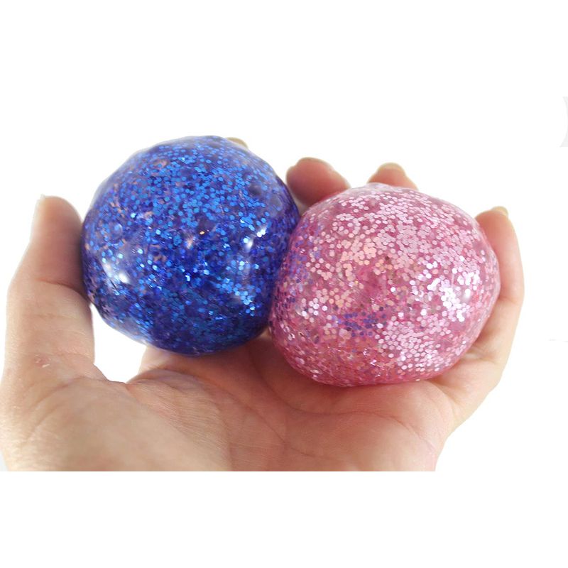 Set of 2 Glitter Stress Balls - Squishy Gooey Shape-able Squish Sensory ...