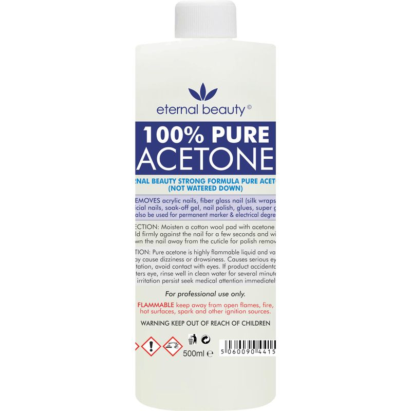 Acetone 100% Pure 500ml, Removes All Types of Nail Polish, By Eternal Beauty - Online ...