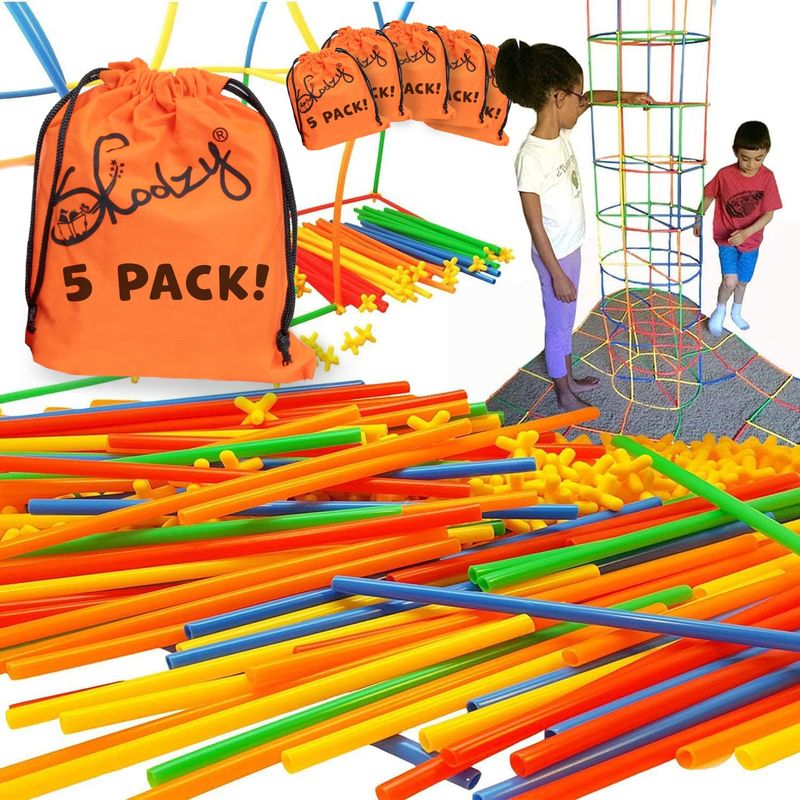 Skoolzy Straw Constructor STEM Building Toys 200+ Piece Set - Durable ...