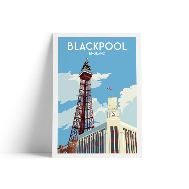 Blackpool Travel Poster – Featuring Blackpool Tower – A4 Size – Matt ...