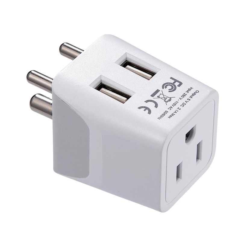 Ceptics India, Nepal, Bangladesh Travel Adapter Plug with Dual USB ...