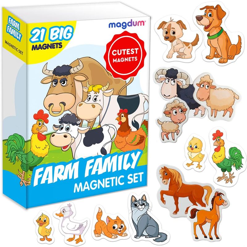 MAGDUM Children's Farm Family Magnet Set - 21 Large Fridge Magnets for ...