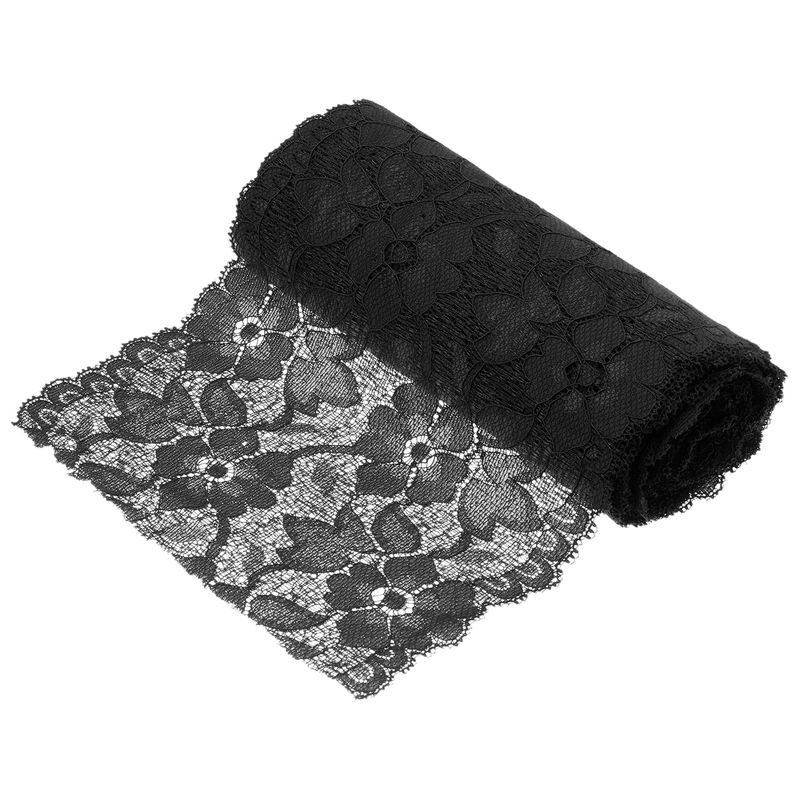 QUARKZMAN 6.3 Inch Wide 5 Yard Lace Ribbon with Floral Pattern Black ...