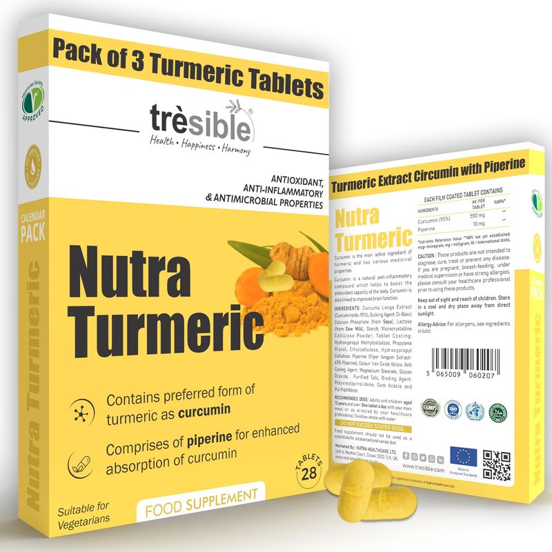 Trèsible Nutra Turmeric and Black Pepper Tablets (12-Week Supply ...