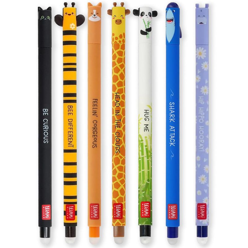 LEGAMI - Set of 7 Erasable Gel Pens with Thermosensitive Erase Ink ...