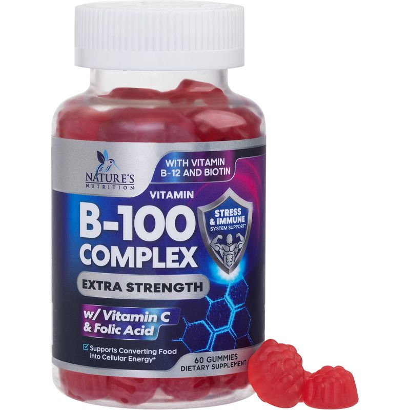 Super B Complex Gummies with Vitamin C & Folic Acid, Extra Strength ...