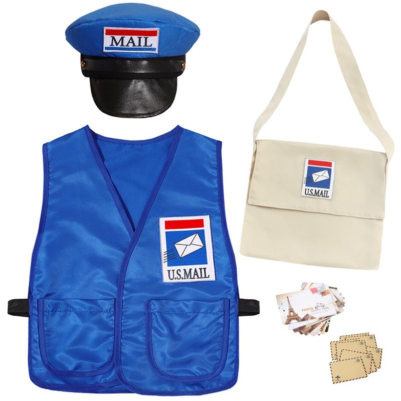 Jsiicennf Mailman Costume Set Postal Costume for Kids Hallowen Dress up ...