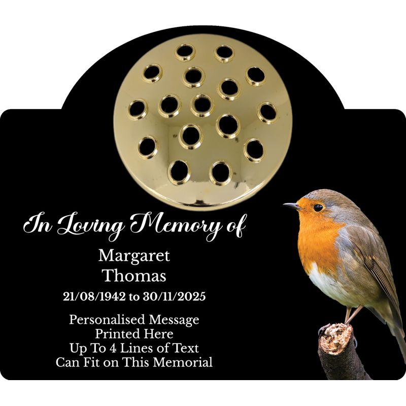 1stclassgifts Personalised Robin Design Metal Grave Stone Marker ...