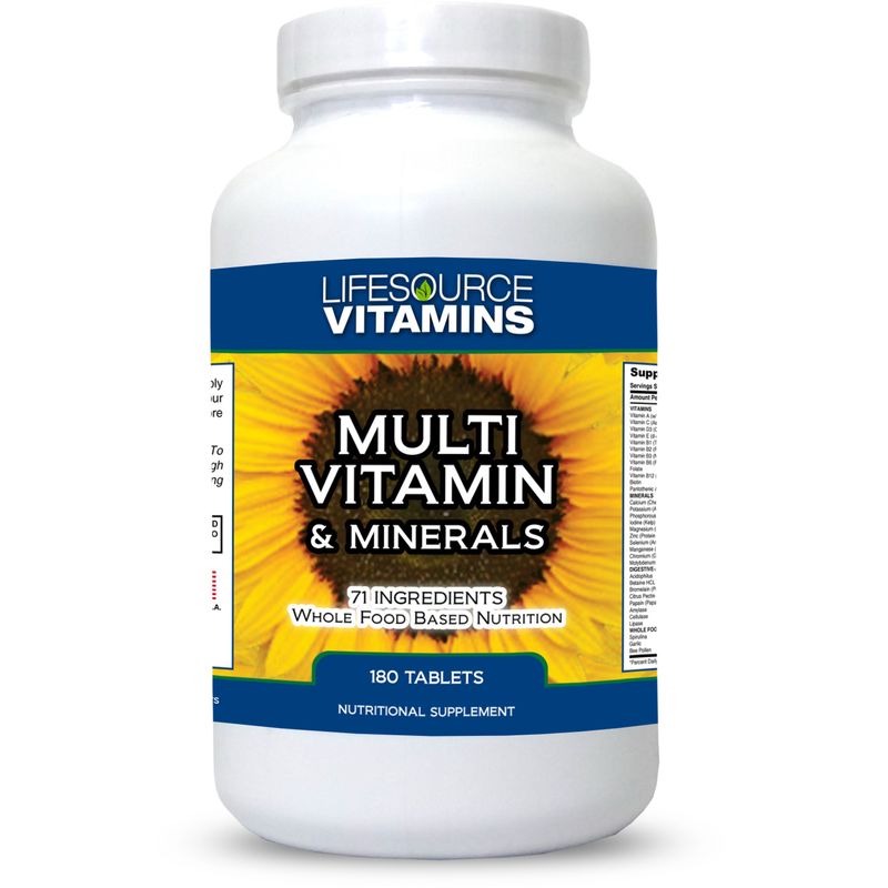LifeSource Vitamins Multi Vitamin & Minerals 180 Tabs 71 Whole Food ...