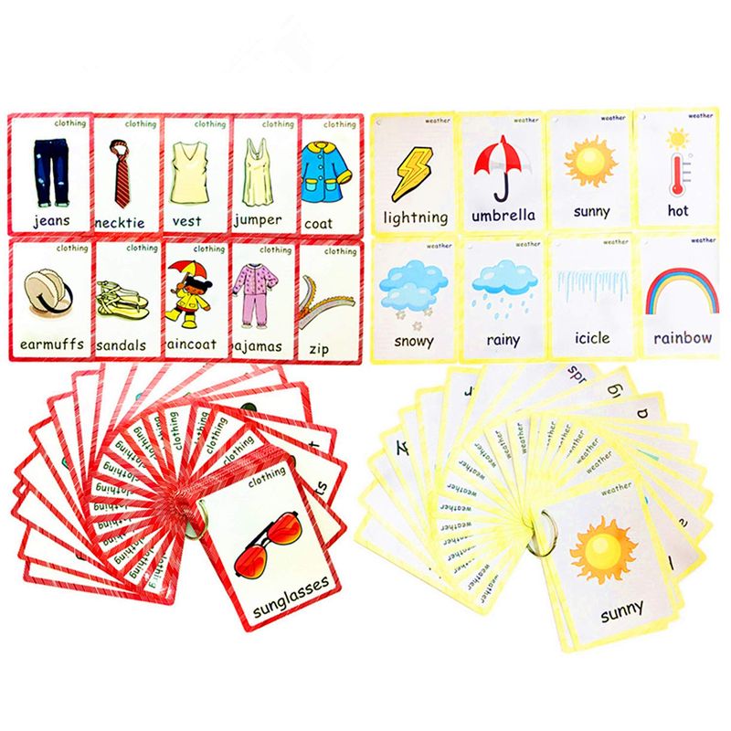 Set of Clothing and Weather Flash Cards for Toddlers | Kids Learning ...