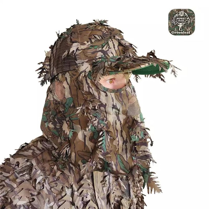 Mossy Oak Greenleaf 2-in-1 3D Leafy Camo Face Mask Hat (Adjustable ...