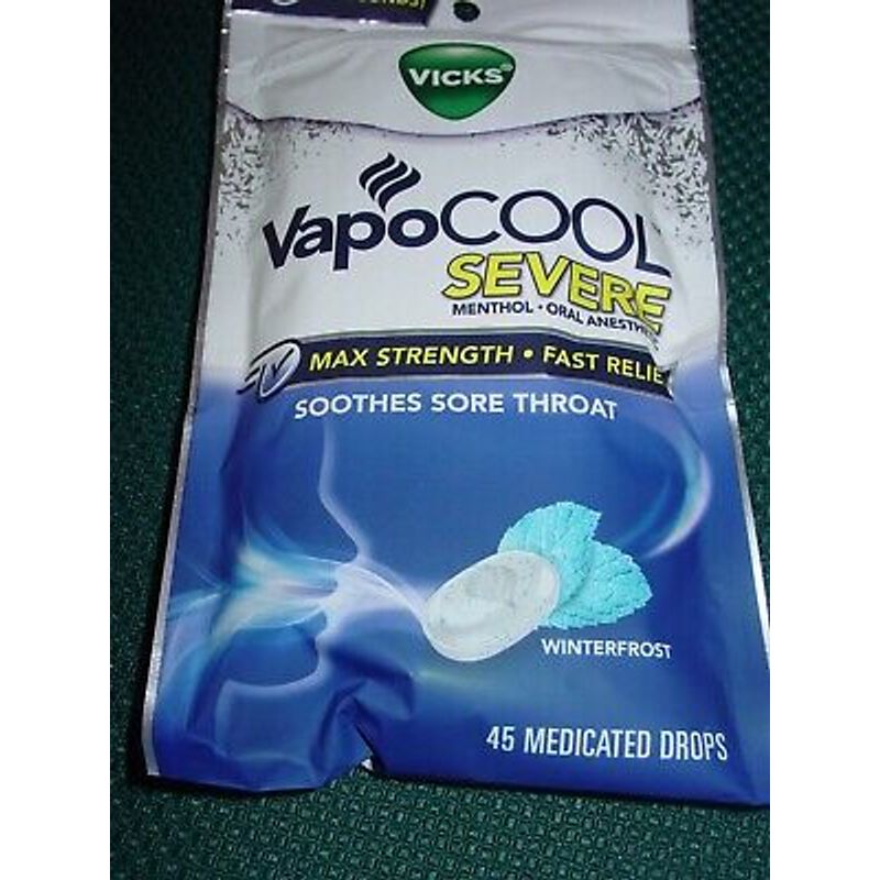 VapoCool Severe Max Strength Winterfrost 45 Medicated Menthol Drops Exp ...