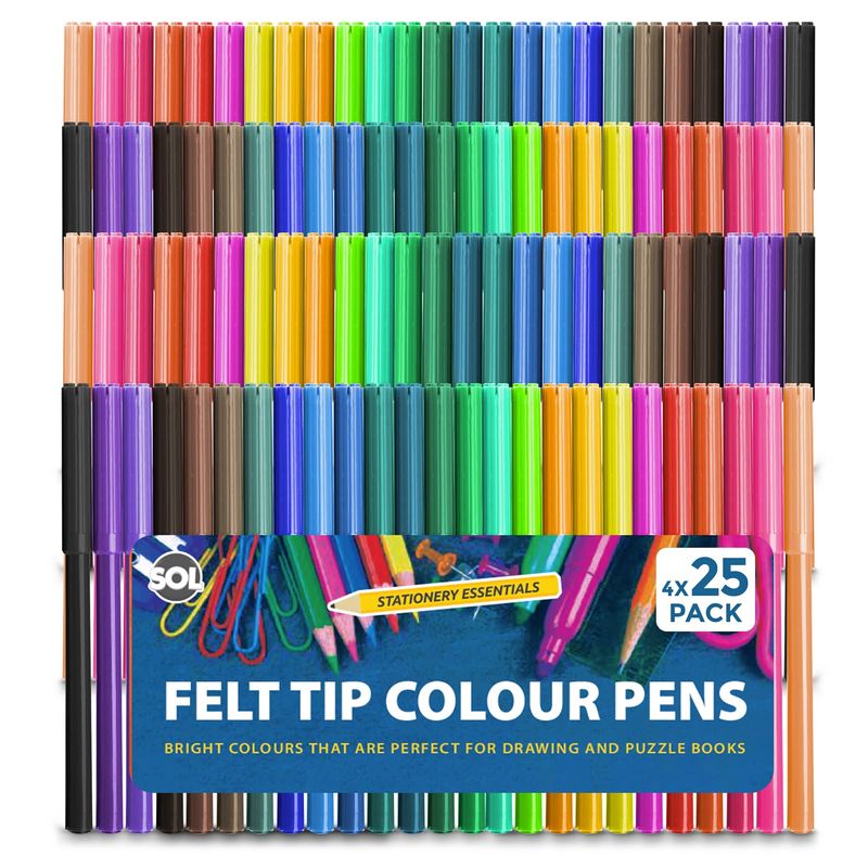 100 Felt Tips Colouring Pens for Adults & Kids | Felt Tip Pens for ...
