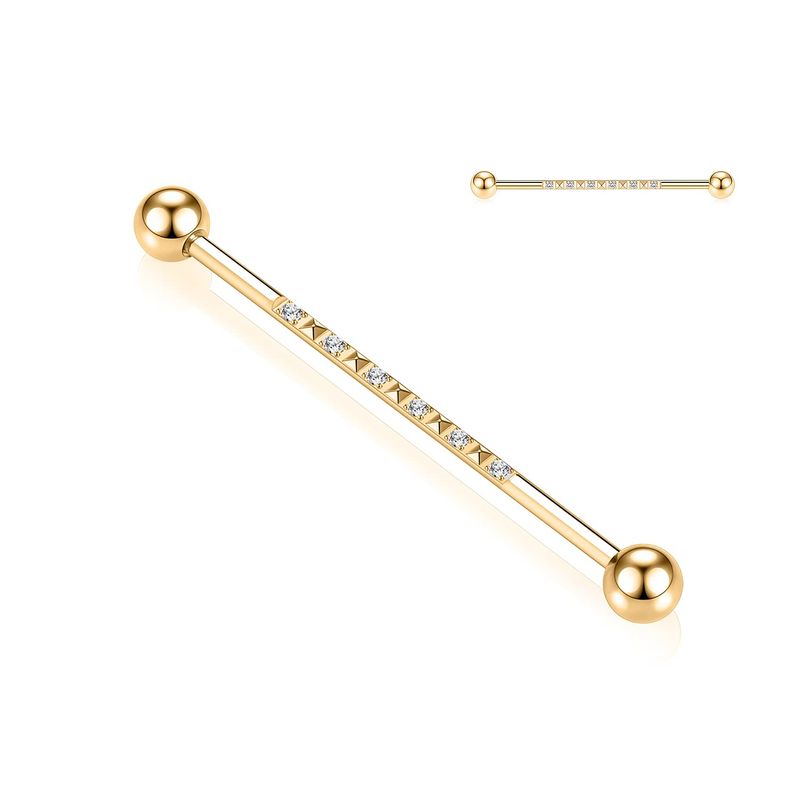 hengkaixuan 14G Industrial Piercing Jewellery Gold Surgical Steel Industrial Barbell 38mm Long ...