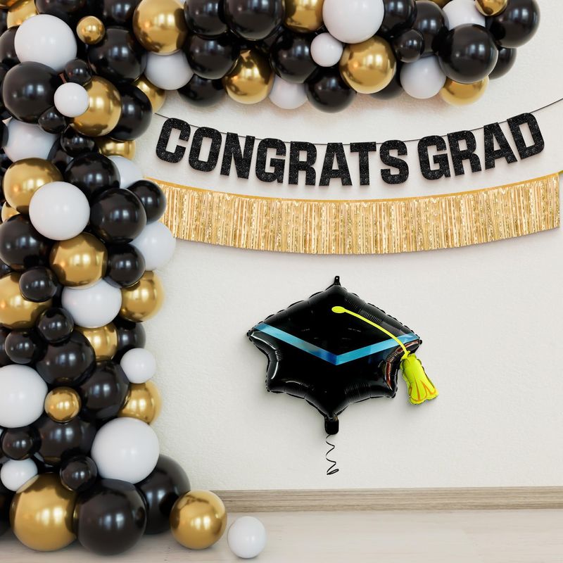 KatchOn, Black and Gold Graduation Balloons Arch Kit - Huge, Pack of 27 ...
