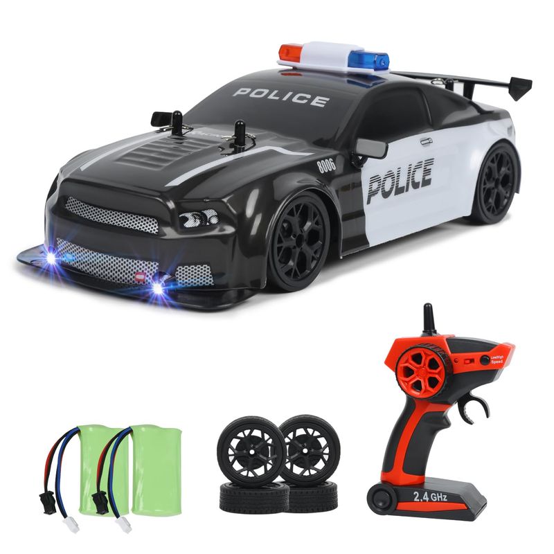 iBlivers RC Drift Police Car, 1:14 Remote Control Police Car 4WD Drift ...
