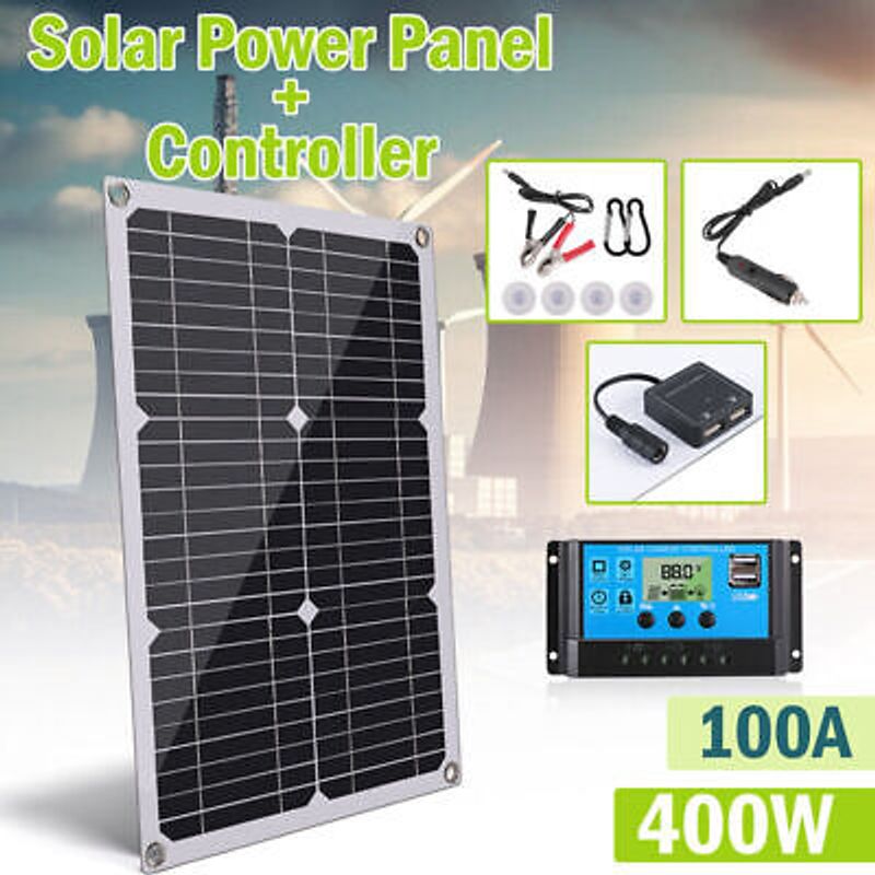 400 Watt Mono Solar Panel 12V Charging Off-Grid Battery Power RV Home ...