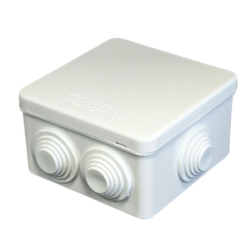 Lumonic Junction Box White 85 x 85 x 50 mm with 7 Openings I Junction ...
