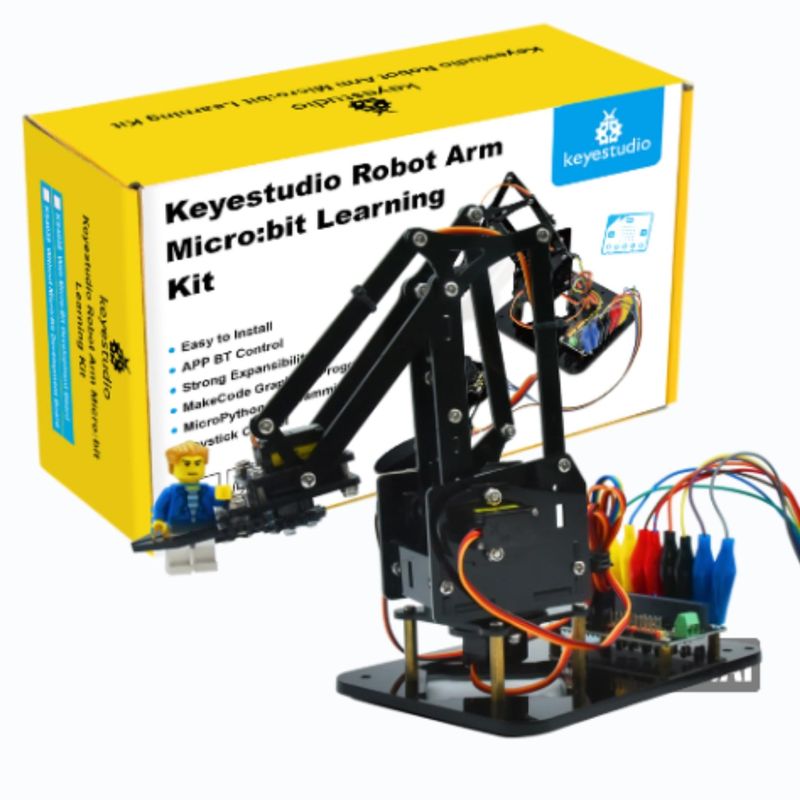 KEYESTUDIO BBC Micro:bit 4-DOF Robot Arm Kit (Exclude Microbit V2), STEM Education Kit with ...