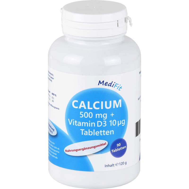 Calcium 500mg + Vitamin D3 10ug Tabletten MediFit, 90 St TAB - Online ...