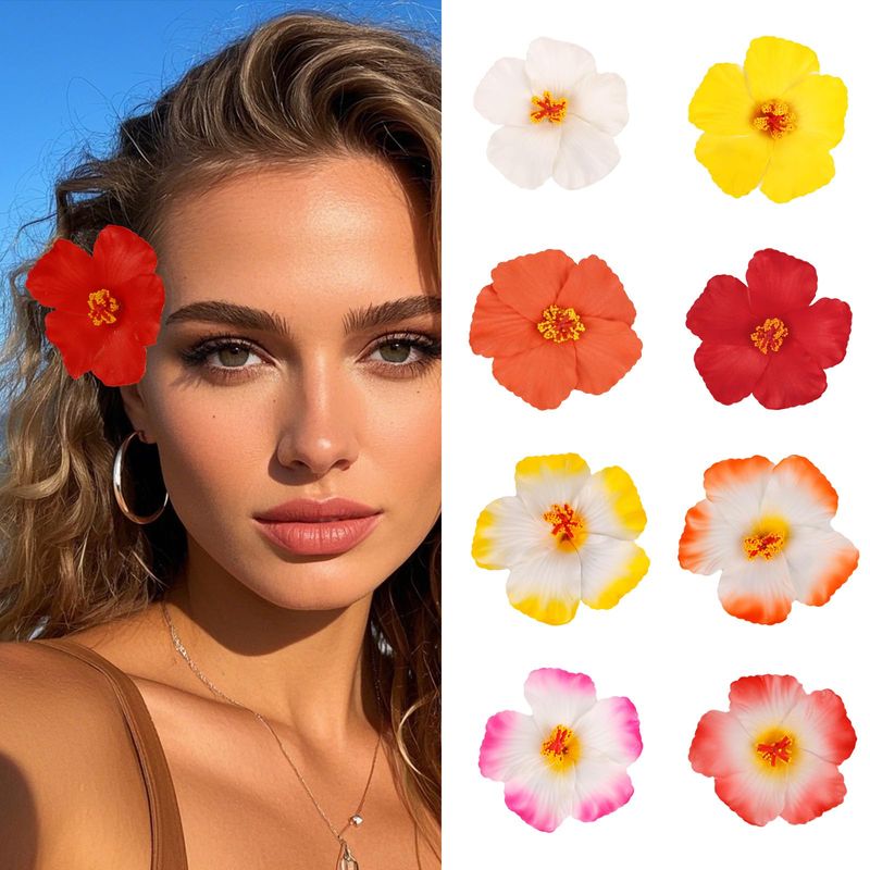 Hawaiian Flower Hair Clips Artificial Plumeria Hibiscus Hair Clip ...