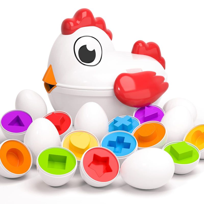 TEMI Toddler Chicken Easter Eggs Toys - Color Matching Game Shape ...