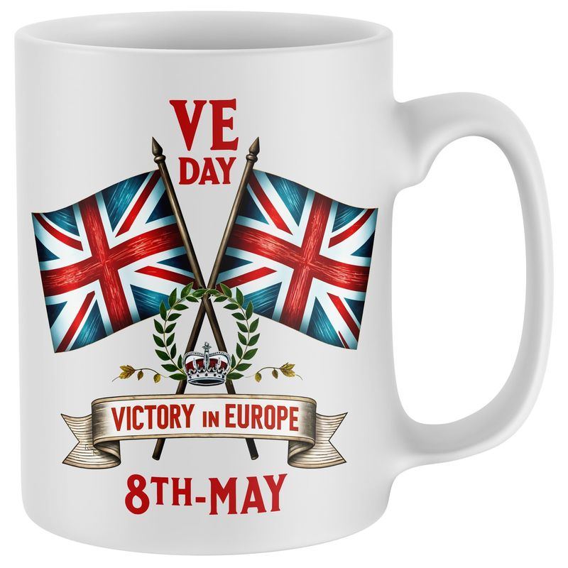 Purple Print House VE Day Union Jack Mug Victory in Europe 8th May ...
