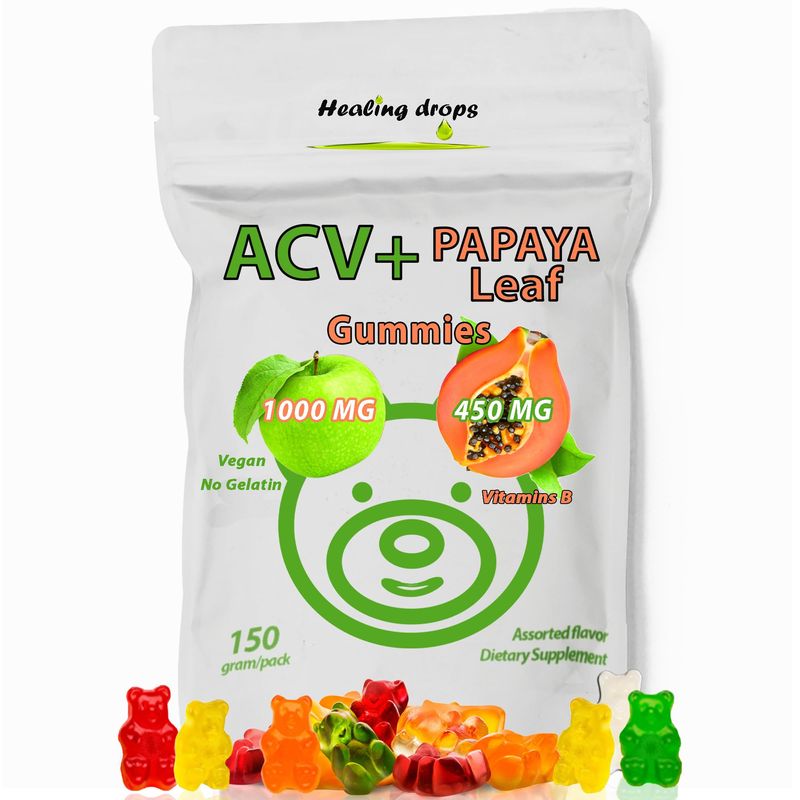 HEALING DROPS ACV Gummies & Papaya Leaf Extract Gummies - Premium ...