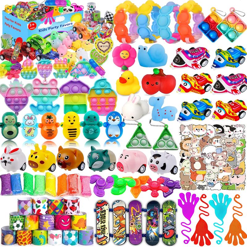 Mivanlin 124 Pcs Party Favors for Kids 4-8-12, Pop Fidget Treasure Box Toys, Goodie Bag Fillers ...