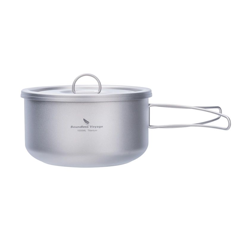Boundless Voyage Titanium Pot with Lid and Foldable Handle Lightweight ...