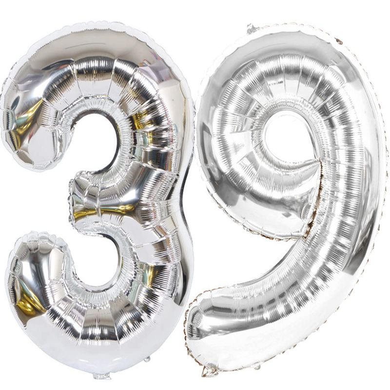 Helium Balloon 39 Silver Birthday Decoration 40 Inch 39th Birthday ...