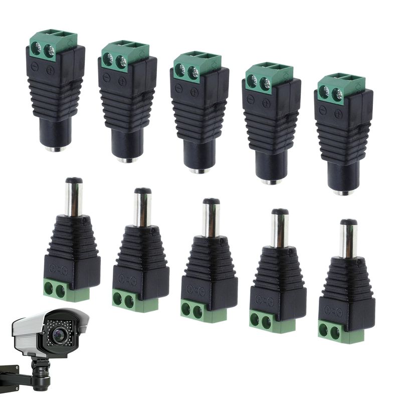 10PCS 5.5mm x 2.1mm 12V Male Female DC Power Connector 12v Connectors ...