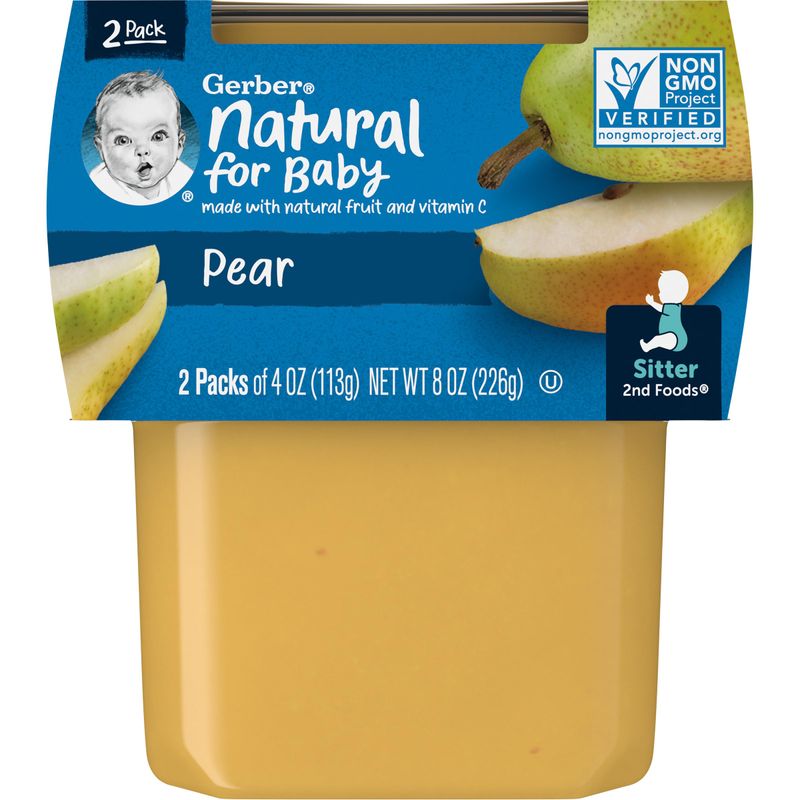 Gerber 2nd Food Baby Food Pear Puree, Natural & Non-GMO, 4 Ounce Tubs ...