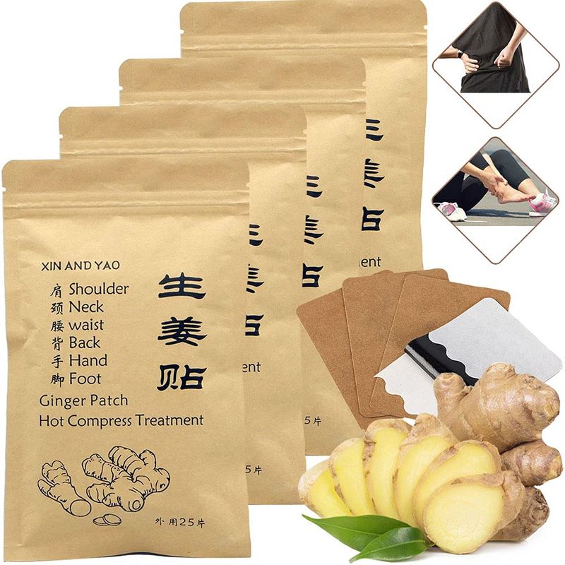 100pcs Self-Heating Ginger Patch for Lymph, Promote Blood Circulation ...