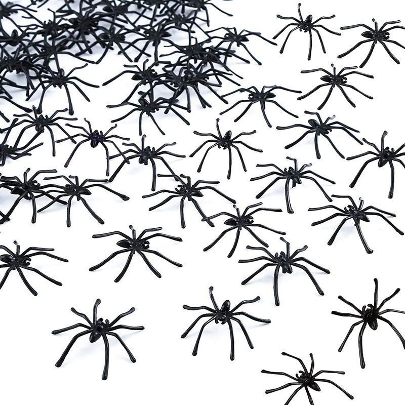 BAINFE 100PCS Plastic Spiders Halloween Realistic Spiders Black Fake ...