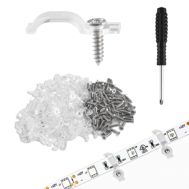 100 Pcs Strip Light Mounting Brackets, 10mm Outdoor LED Strip Light ...