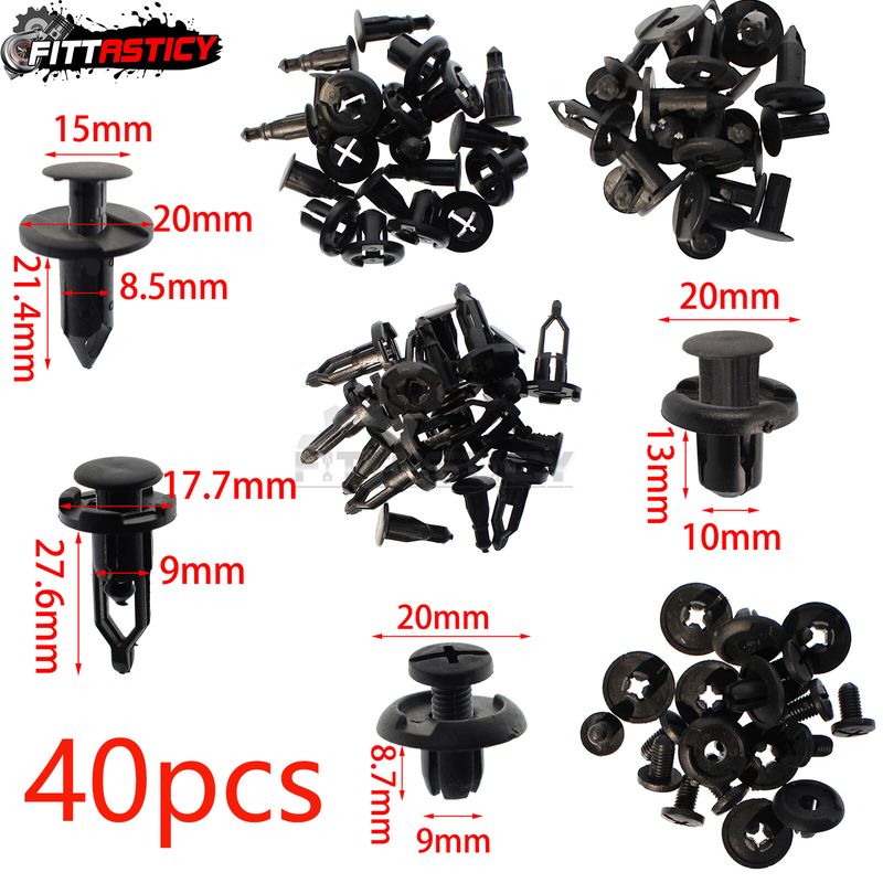 40 Car Push Pin Rivet Bumper Fender Retainer Fastener Mud Flaps Clip ...