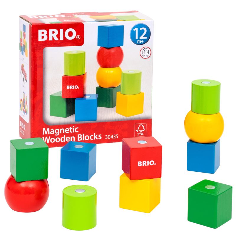BRIO 30435 Magnetic Wooden Building Blocks | Wooden Building Blocks for ...