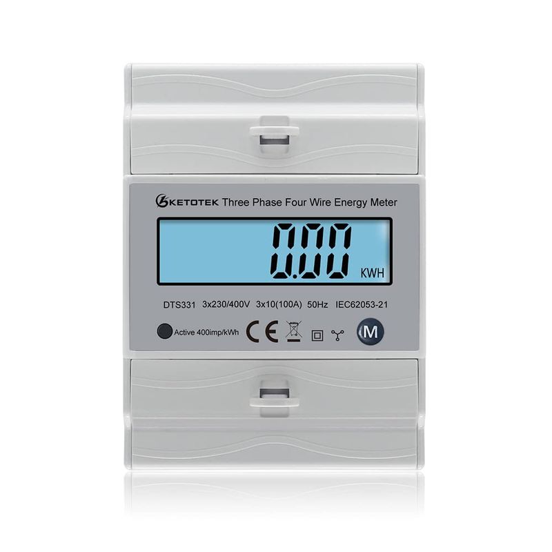 KETOTEK 3 Phases Electricity Meter AC Amp Volt Power Energy Monitor Top ...