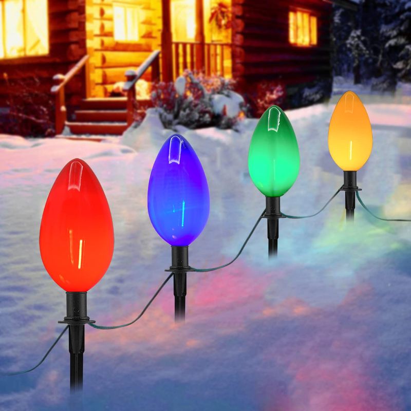 SUNSGNE C9 Christmas Pathway Lights, 6.5Ft Outdoor Christmas Pathway ...